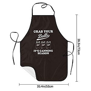 Grab Your Balls Its Canning Season Funny Apron with Pockets Waterproof for Women Men Cooking Kitchen BBQ Grilling Chef Apron, Thanksgiving, Christmas, Birthday Gifts for Dad, Husband, Brother