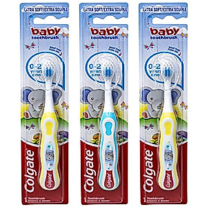 Colgate My First Baby Toothbrush, Extra Soft, (Colors Vary) - Pack of 3