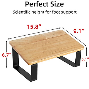 Foot Rest for Under Desk, New Upgrade Wooden with Metal Ergonomic Foot Stools Under Desk at Work, Office Footstools Under Desk Pressure Relief for Back and Body Comfort, Matte Black Footrest
