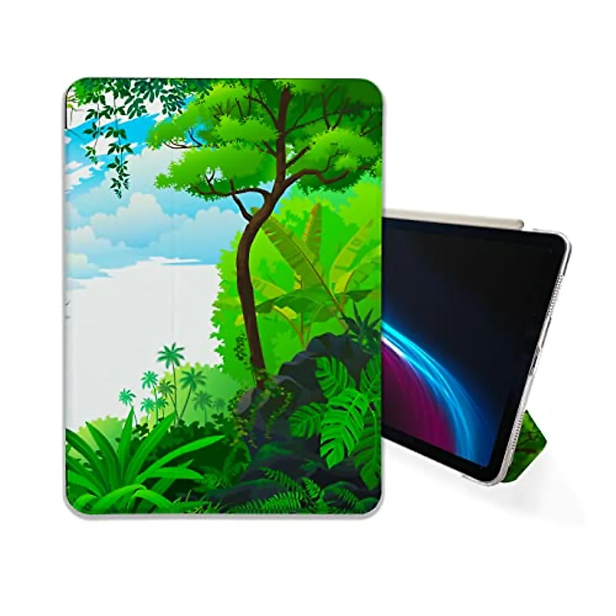 Cute Painted Forest Nature Landscape case Compatible with iPad Mini Air Pro 7.9 8.3 9.7 10.2 10.9 11 12.9 inch Pattern Cover New 2022 2021 Trifold Stand 3 4 5 6 7 8 9 Generation 517 (10.9" Air 4)
