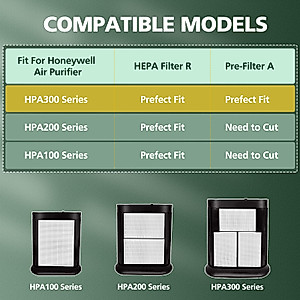 6 Pack HPA300 Hepa Filter Replacement Compatible with Honeywell HPA300 HEPA Air Purifier, Fits for Honeywell Air Purifier Filter Replacement - Models HPA300 HPA300VP HPA304 HPA3300