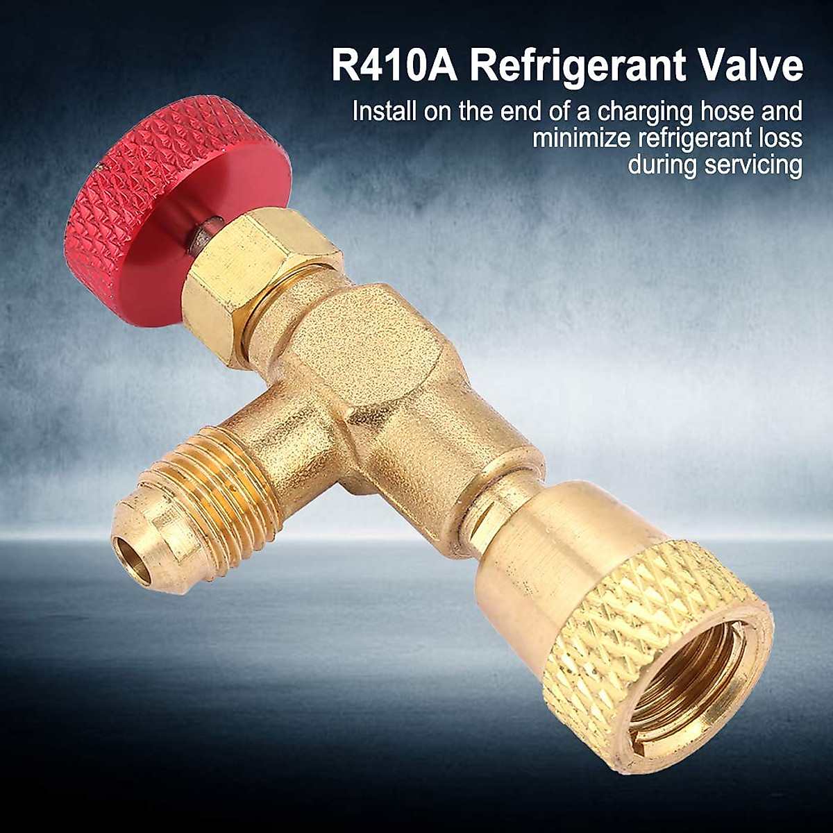 1/4'' - 5/16''Refrigerant Charging Valve,R410A Brass Air Conditioner Fluoride Charging Safety Adapter Valve, Female Charging Hose Valves