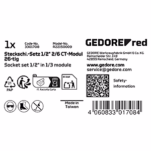 GEDORE RED Socket set 1/2 2/6 CT-module 26pcs (R22150009)