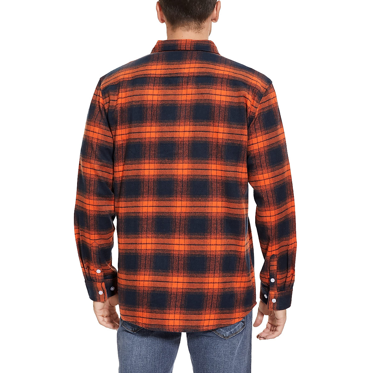 MAGCOMSEN Men's Fall Shirts for Men Button Up Flannel Shirts Long Sleeve Plaid Shirts Winter Shirts Casual Shirts Orange,2XL