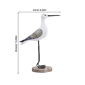 EXCEART 2pcs Seagull Statues Garden Bird Sculpture Wooden Seabirds Figurine Nautical Sculpture Desktop Coastal Decorartion Home Table Centerpiece