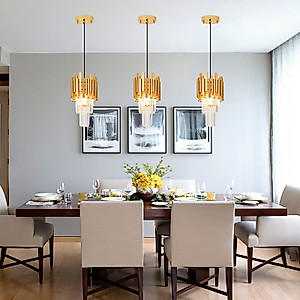 Faibra Gold Crystal Pendant Light 1-Light Mini Modern Luxury Crystal Pendant Light for Dining Room, Bedroom, Kitchen, Living Room