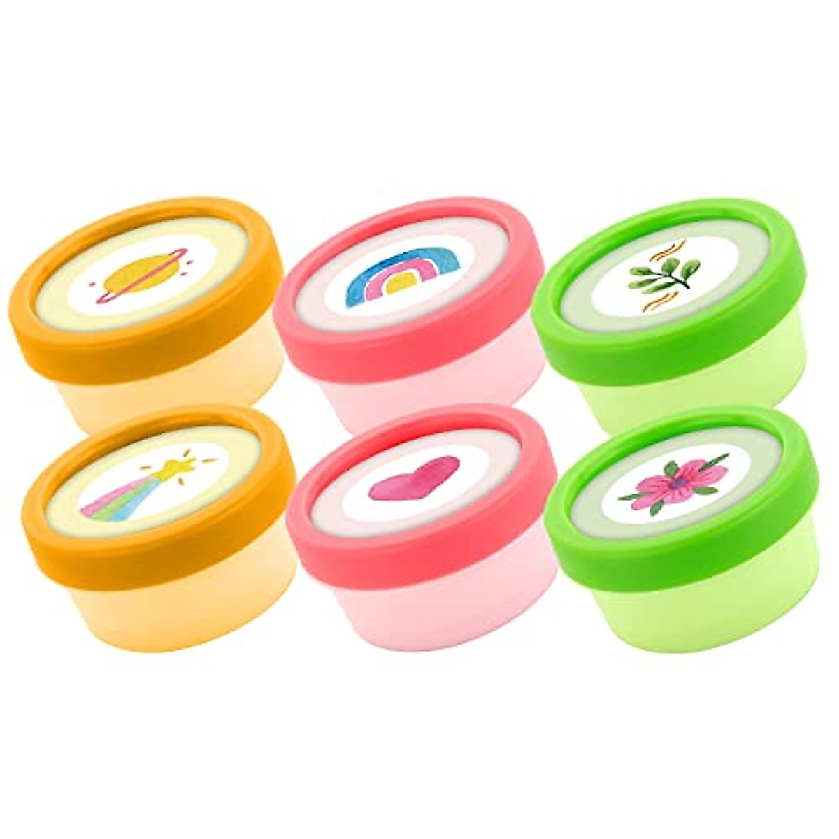 HOUSYLOVE Plastic Small Containers With Lids For Lunch Box, Colorful Dressing Sauce Containers For Lunch Box, Tiny Containers With Lids, Dip Containers For Lunches, 6 Pack