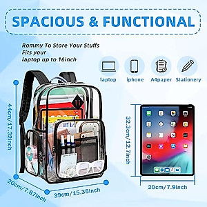 ASKSKY Clear Backpack for School, Heavy Duty PVC See Through Book Bag Stadium Approved Transparent Backpack, Black