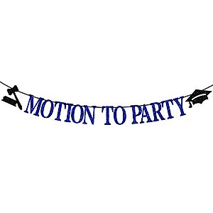 Motion to Party Banner, Congrats Lawyer/Future Lawyer Bunting Sign, Law School Survivor Graduation Party Decoration Supplies, Blue and Black Glitter