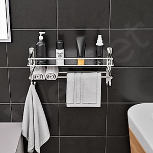 Well Set Shelves Wall Mounted, 17 Inch Rustic Metal Wall Shelves for Storage, Bedroom Living Room Bathroom Kitchen Office and More Weathered shelves for wall decor