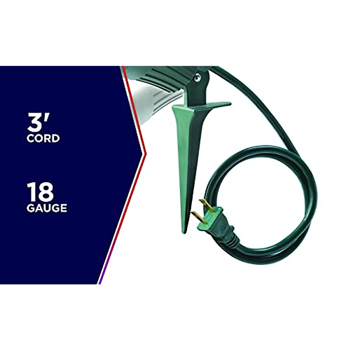 Woods 0434 434 60W 200 Lumen Stake Light, 5 LEDs, Green with 2 Extra Lenses, 1-Pack