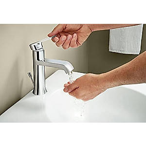 Moen Genta LX Chrome One-Handle Single Hole Modern Bathroom Sink Faucet with Optional Deckplate, 6702