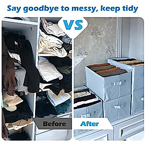 Extra Large Closet Drawer Clothing Jeans Organizer with Handle , Foldable Wardrobe Storage Box, Fabric Compartment Washable Clothes Pants Organizer for Sweater,Jeans,Hoodie,Sweatshirt by BEEYING