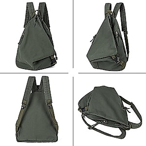 ecosmile Canvas Vintage Backpack Women's Campus Backpack Casual Shoulder Daypack Backpacks for Mens,Green