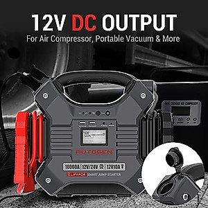 AUTOGEN 12V & 24V Jump Starter 10000Amp Lithium Iron Phosphate (LiFePO4) Battery, Booster Jumper Box with Smart LED Screen Built-in LED Light