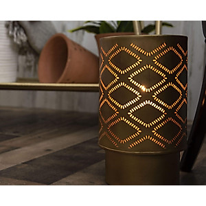 Foreside Home & Garden Brass Antique Large Pierced Metal Pillar Candle Holder