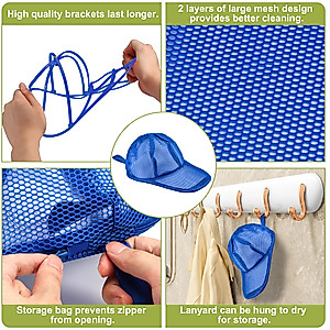 MAGTSMEI Hat Washer Cage, 1Pack Hat Washer for Baseball Caps Foldable Hat Cleaner for Washing Machine, Dishwasher Hat Rack Protector Organizer Storage for Flat & Curved Hats Blue