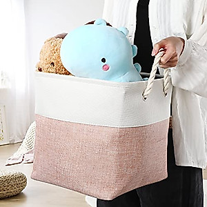 9 Pieces Cube Storage Bins 11 x 11 x 11 Inch Fabric Storage Cubes Basket Cube Storage Organizer Bins Baskets for Cube Storage Collapsible Storage Bins White and Pink for Closet Shelves, Clothes Toys