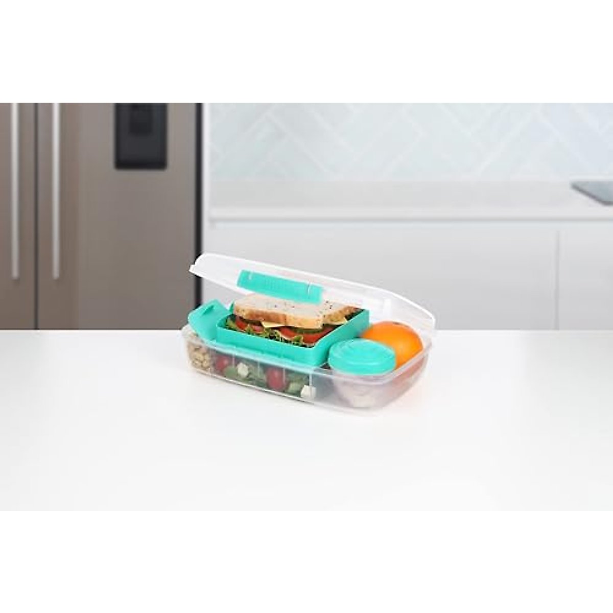 Sistema To Go Collection Large Bento Box Plastic Lunch and Food Storage Container, 7.4 Cup, Multi Compartment, Color Varies | BPA Free