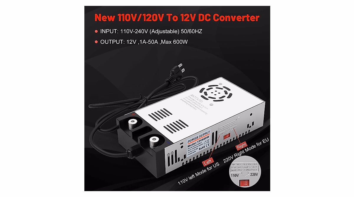 IMAYCC 110V AC to 12V DC Converter Power Supply 12V DC Switch Transformer for LED Strip, LCD ...