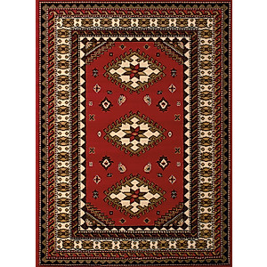 United Weavers Dallas Tres Area Rug - Red, 8x11, Southwestern Indoor Area Rug with Bordered Pattern, Jute Backing