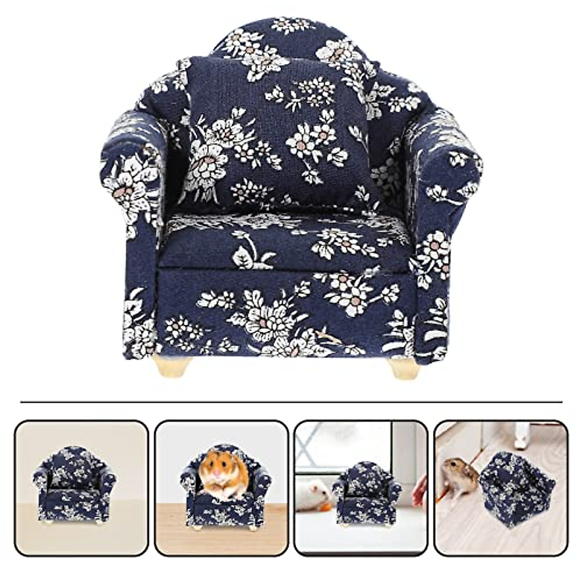 PATKAW Guinea Pig Hideout Hamster Accessories Hamster Mini Sofa Small Animal Sofa Chair Hamster Bed Habitat House Pad Rest Photo Props for Hamster Mice Rat Guinea Pig Hideout Hamster Accessories