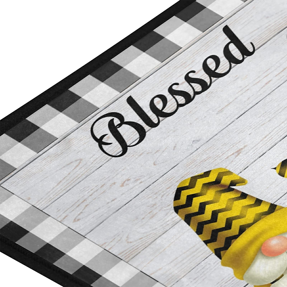 ZOEO Gnomes Kitchen Rugs Farmhousee Spring Bee Bedroom Mat Memory Foam Decorative Shower Runner Absorbent Non Slip for Home Hotel Door Soft Washable 39 x 20 Inch