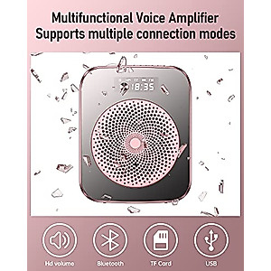 Uonkeus Portable Rechargeable Voice Amplifier Mini Wired Microphone Headset & Waistband Personal Power Amplifiers Loudspeaker for Teachers, Coaches, Tour Guides, Meeting, Presentation (Rose Gold)
