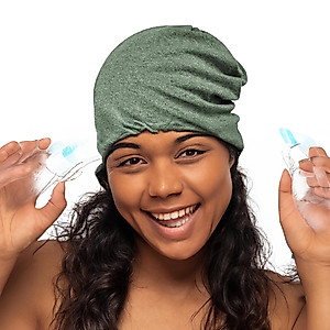 Jemis Women's Baggy Slouchy Beanie Chemo Cap for Cancer Patients (2 Pack ArmyGreen & Gray)