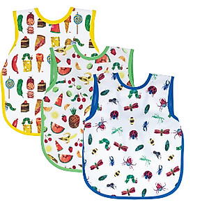 BapronBaby Eric Carle Bapron Bundle - Bapron (Sz Baby/Toddler 6m-3T) + Food Parade + Tropical Fruit + Bug World - Soft Waterproof Stain Resistant Bib - Machine Washable
