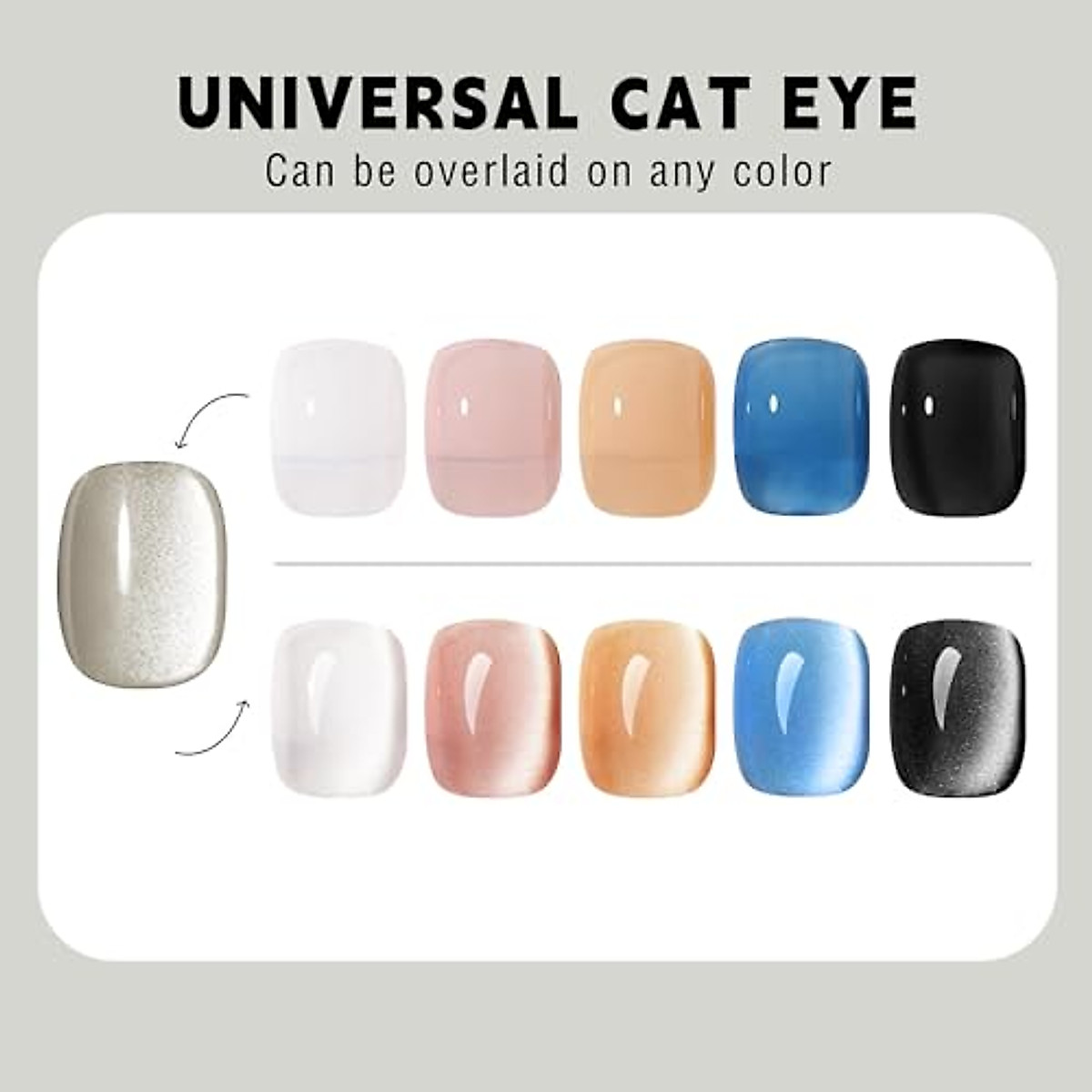 HOSAILY 15ml Cat Eye Gel Nail Polish, New Mirror Nude White Diamond Glitter Holographic Shiny Nail Polish with Magnet, Reflective Translucent UV Gel for Salon Home DIY Nail Manicure