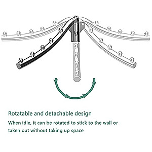 Folding Wall Mounted Clothes Rack, Wall Clothes Hanger Detachable Sturdy Swing Arm Coat Hanger Stainless Steel Clothes Hook Closet Rod Clothing Holder Drying Racks for Bathrooms Laundry Room, 2 Pack