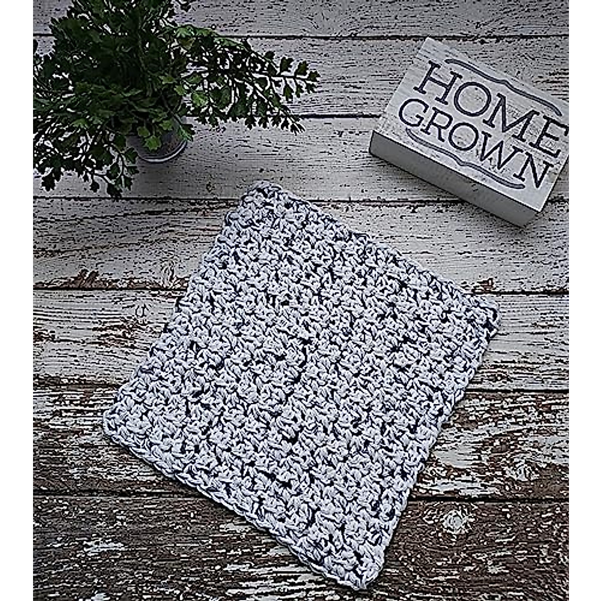 Black White Dish Cloth Set of 3 Handmade Crochet Wash Cloths Organic Cotton Eco Friendly Dish Rags