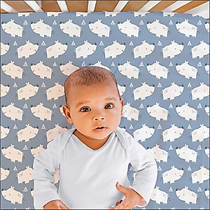 The Peanutshell Crib Bedding Set for Boys or Girls, Unisex 3 Piece Blue Rhino Nursery Collection