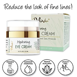 Deluvia Eye Cream Moisturizer, Under Eye and Around Eye Hydrating Eye Cream, Organic Aloe Vera, Vitamin E, Rosehip Seed Oil for Dry Skin and Wrinkles.(.5 Oz)