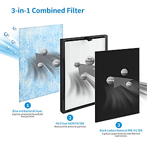 FCFMY 2 Packs 3-in-1 Blue Ultra-Filter Air Filter for Okaysou Airmax 8L Purifier with H13 Grade True HEPA Replacment Filter