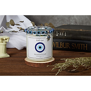 Evil Eye Candle - Evil Eye Decor, Evil Eye Spiritual Protection Candle with Crystals Inside, Healing Crystals Candle, Lavender Scented Candle for Relaxing,Chakra,Luck,Healing,Good Energy