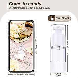 12 Pcs 15 ml Airless Pump Bottles 0.5 oz Travel Pump Bottle Dispenser Refillable Cosmetic Cream Jar Vacuum Makeup Pump Containers Plastic Pump Press Bottles for Lotion Perfume