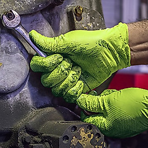 GLOVEWORKS HD Green Nitrile Industrial Disposable Gloves, 8 Mil, Latex-Free, Raised Diamond Texture, Large, Case of 1000