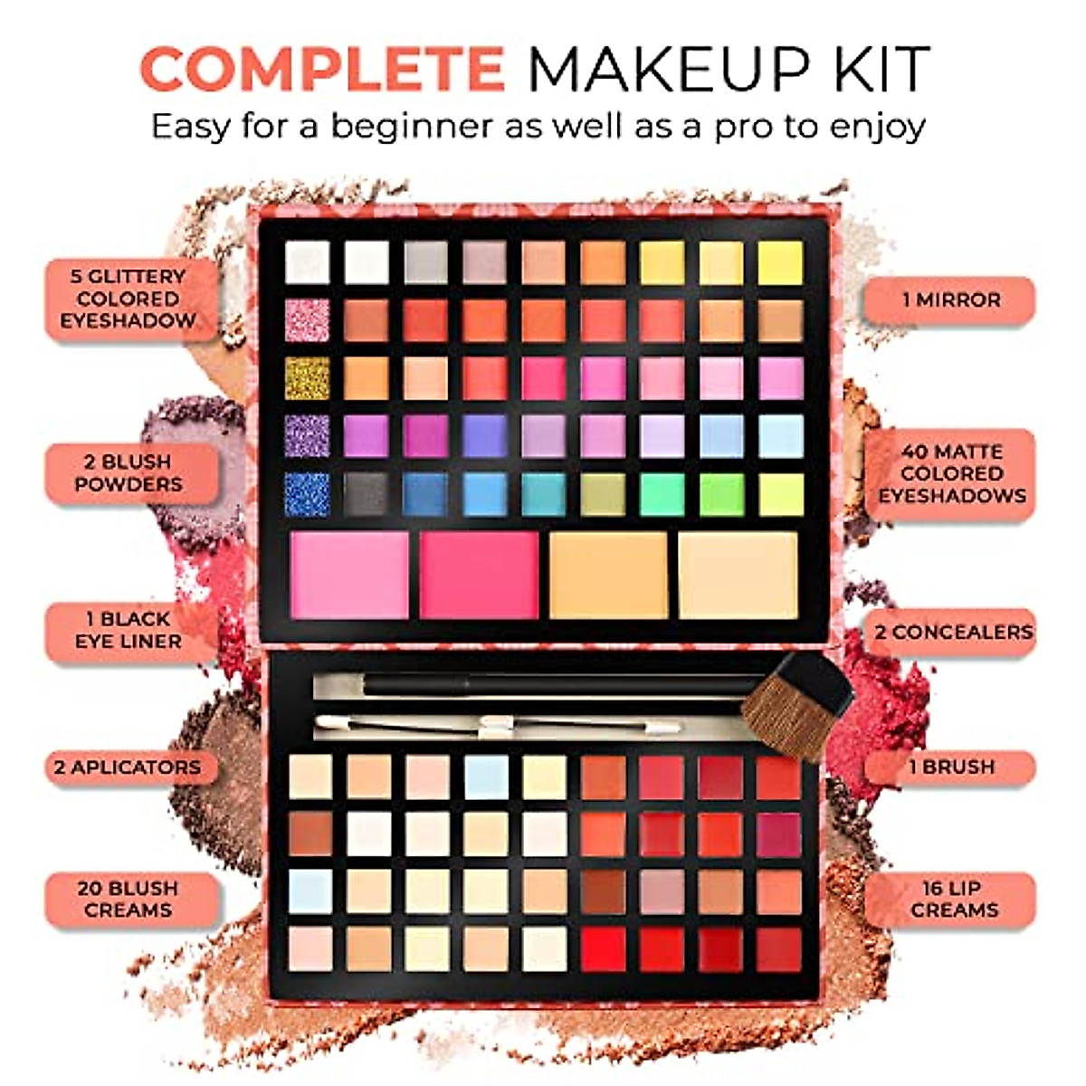 Makeup Kits for Teens - 2-Tier Love Make Up Gift Set and Eyeshadow Palette for Teen Girls and Juniors -Variety Shade Array - Full Starter Kit for Beginners or Pros by Toysical