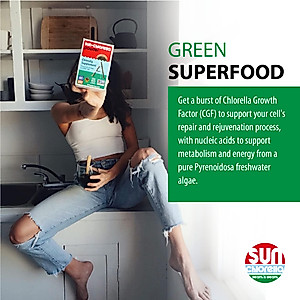 Sun Chlorella 500mg Whole Body Wellness Green Algae Superfood Supplement - Immune Defense, Gut Health, Natural Purification, Energy Boost - Chlorophyll, B12, Iron, Protein - Non-GMO - 600 Tablets