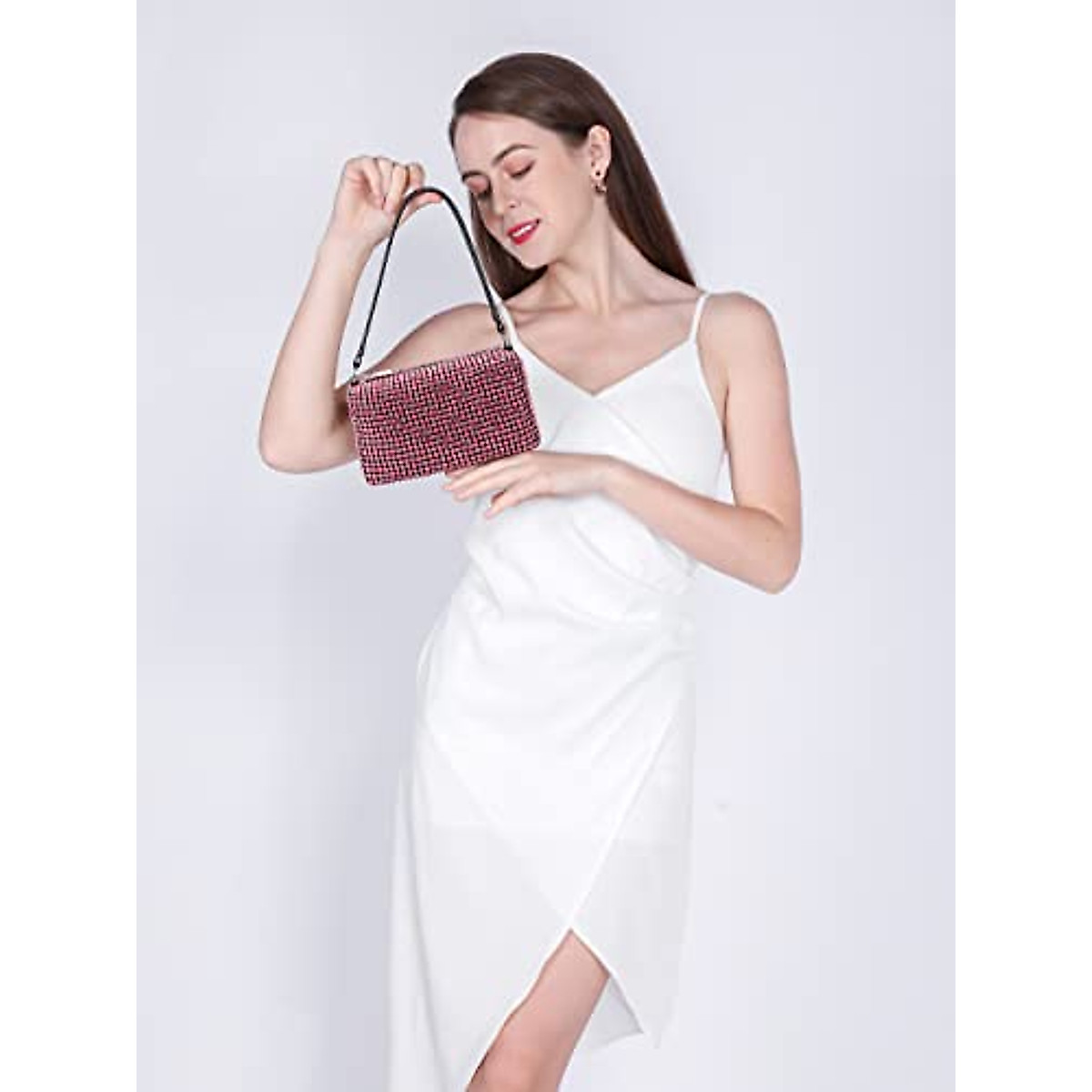 Chanrekenti Rhinestone Purse Evening Bag for Women Crystal Handbags for women Crossbody Purse with Chain for Party