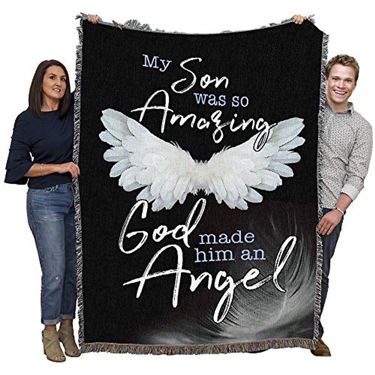 My Son was So Amazing God Made Him an Angel Blanket - Sympathy Bereavement Gift Tapestry Throw Woven from Cotton - Made in The USA (72x54)