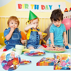 Omto 40Pack Elemental Party Supplies include 7" 20Pcs plates, 20 napkins for Elemental birthday party decoration