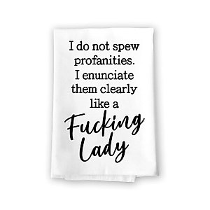 Honey Dew Gifts Funny Inappropriate Towels, I Do Not Spew Profanities Flour Sack Towel, 27 inch by 27 inch, 100% Cotton, Multi-Purpose Towel, Home Decor, 10249