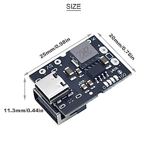 DKARDU 10 pcs Type-C USB 5V 2A Boost Converter Module Step-Up Power Module LED Display Charge and Discharge Integrated Lithium Battery Charging Protection Board with Type-C to USB Cable
