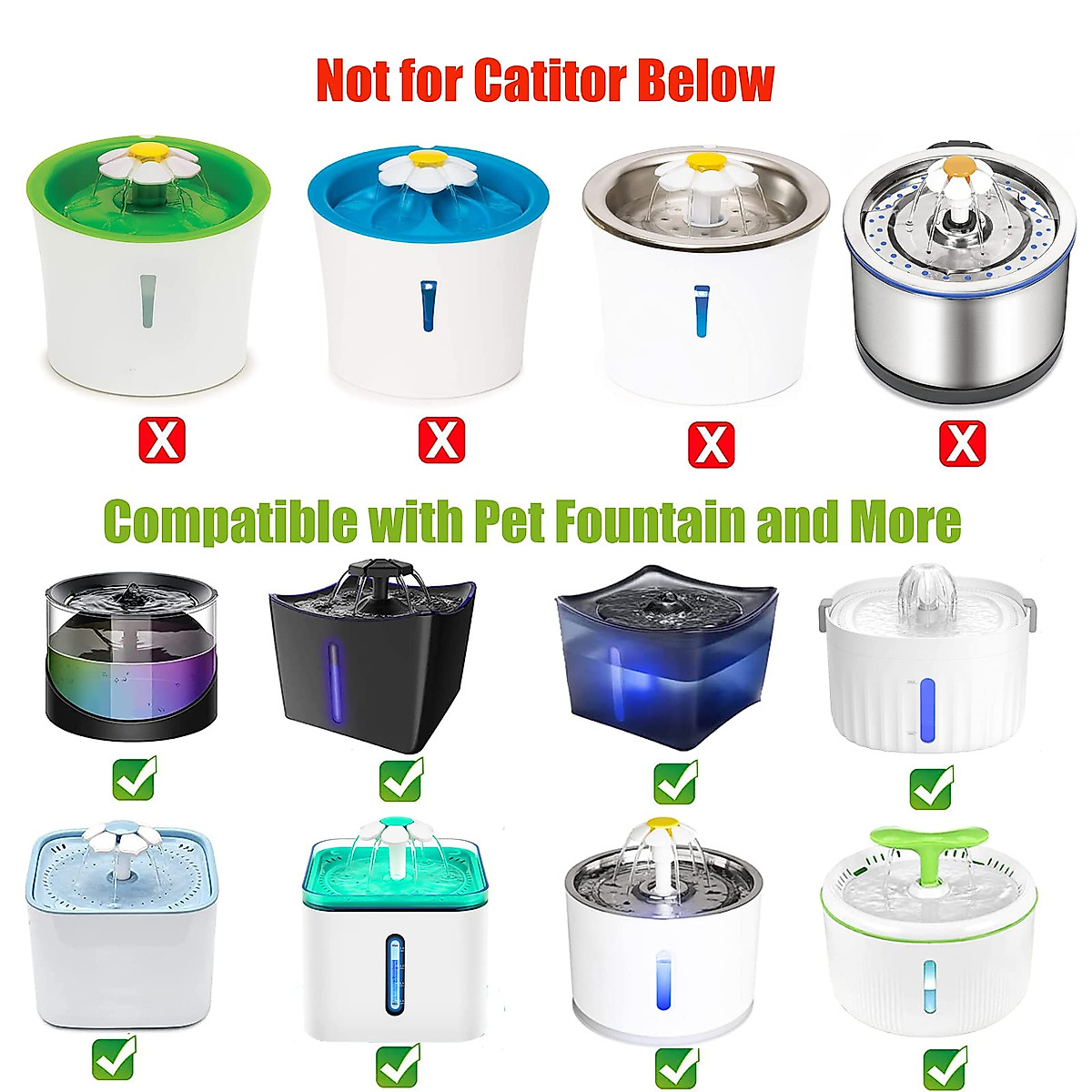 Cat Water Fountain Filters, 5 inch Pet Fountain Filters, Dog Fountain Activated Carbon Filters Replacement, Compatible with Cats and Dogs Automatic Water Dispenser (10Pcs)