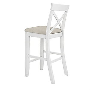 Polibi 3-Piece Bar Height Dining Set with 48”Rectangular Bar Table and 2 Padded Chairs for Dining Room Kitchen Breakfast Nook, Cherry+White