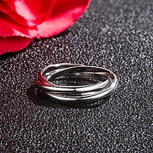 Dankadi Minimalist 100% 925 Silver Ring-Women's Sterling Silver Triple Ring Ring-Glamour Jewelry 5# -11# Cocktail Party Ring Unisex Accessories (9)