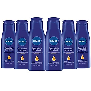NIVEA Essentially Enriched Body Lotion for Dry Skin - Pack of 6, 2.5 fl. oz. Travel Size Toiletries